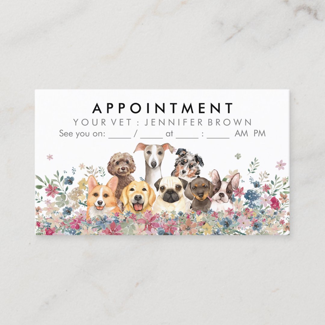 Dogs Boho Chic Appointment Business Card | Zazzle
