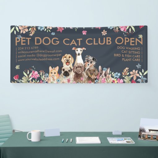 Dogs Breeds Cute Puppies Handdrawn Banner | Zazzle