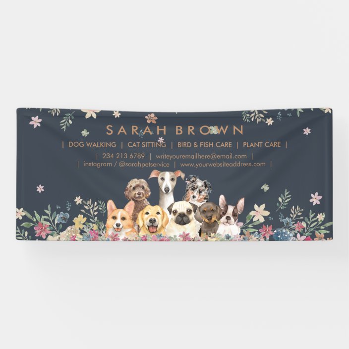 Dogs Breeds Cute Puppies Handdrawn Banner | Zazzle.com