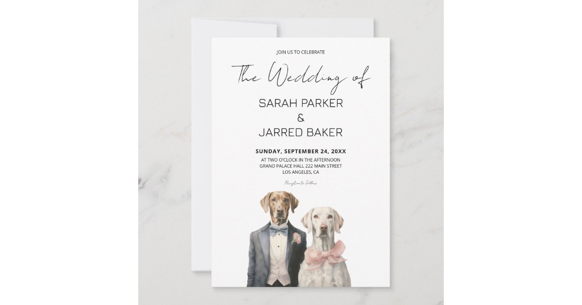 Dogs Bride & Groom Wedding Invitation | Zazzle