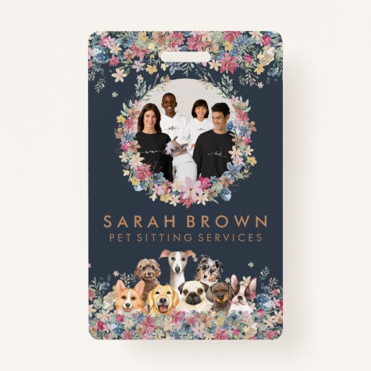 Dogs Cute Floral Photo Badge | Zazzle.com