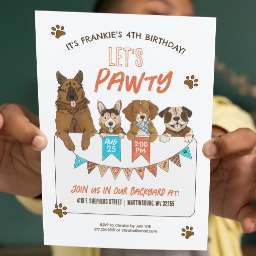 Dogs Let's Pawty Birthday Party Invitation | Zazzle