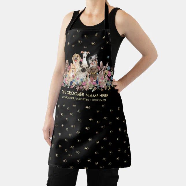 Dogs Paws Heart Pet Salon Veterinary Hospital Apron | Zazzle