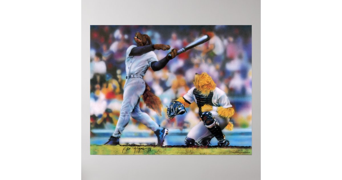 Dogs Playing Baseball Poster | Zazzle