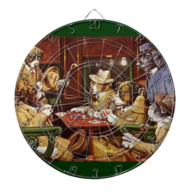 Dogs Playing Cards dart board | Zazzle