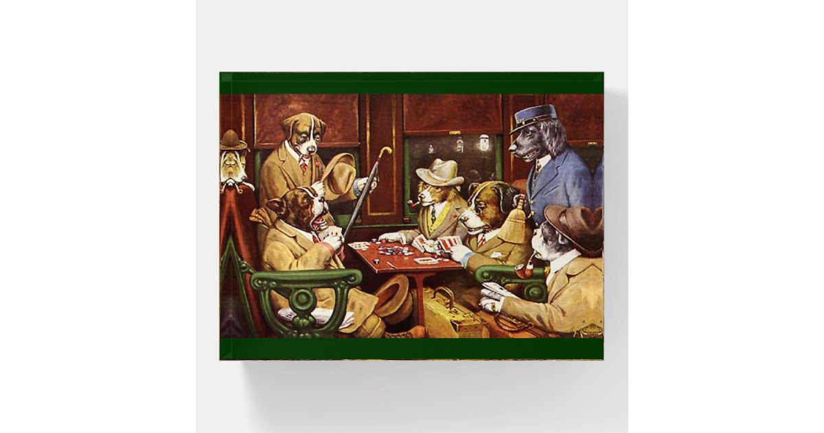 Dogs Playing Cards Paperweight | Zazzle
