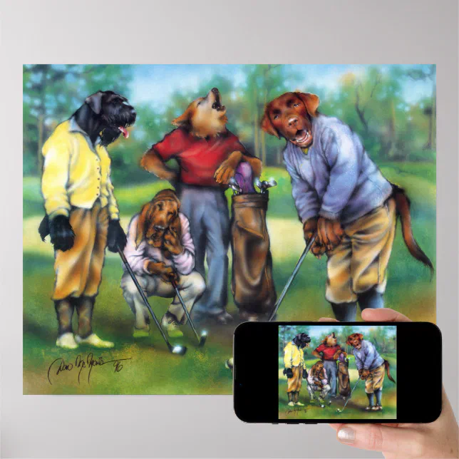 Dogs Playing Golf Poster | Zazzle