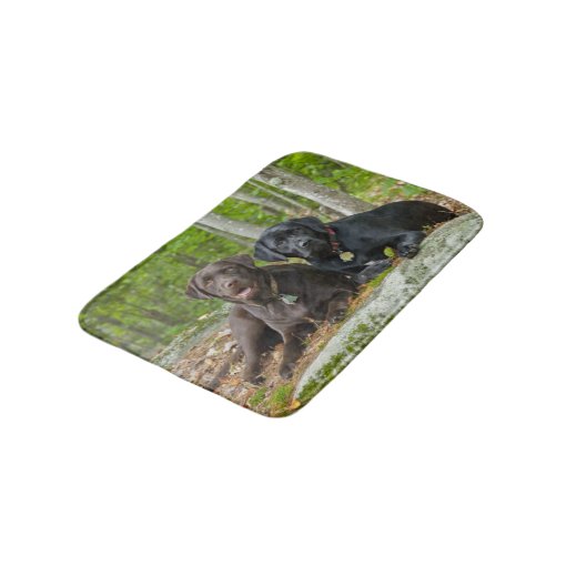 Dogs Puppies Black Lab Chocolate Labrador Retrieve Bath Mat | Zazzle