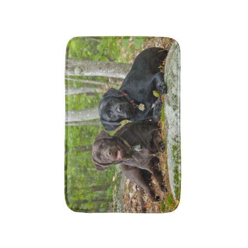 Dogs Puppies Black Lab Chocolate Labrador Retrieve Bath Mat | Zazzle