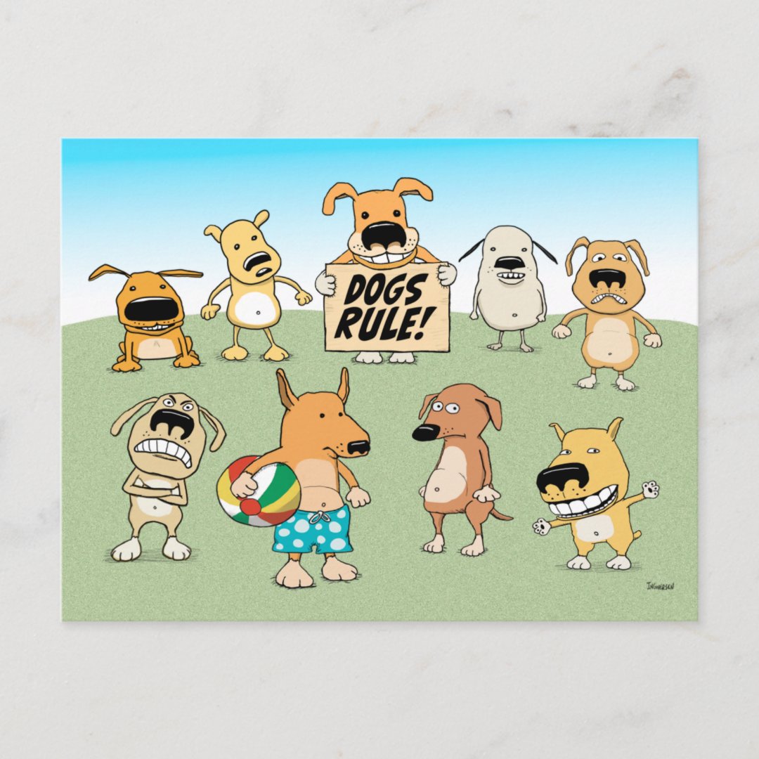Dogs Rule postcard | Zazzle