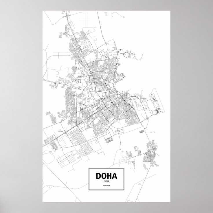 Doha, Qatar (black on white) Poster | Zazzle