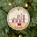 Doha Qatar City Skyline Emblem Ceramic Ornament | Zazzle