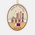 Doha Qatar City Skyline Emblem Ceramic Ornament | Zazzle