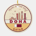 Doha Qatar City Skyline Emblem Ceramic Ornament | Zazzle