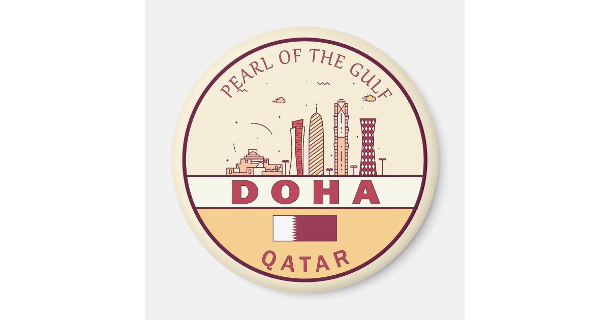Doha Qatar City Skyline Emblem Magnet | Zazzle