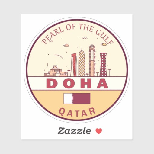 Doha Qatar City Skyline Emblem Sticker | Zazzle