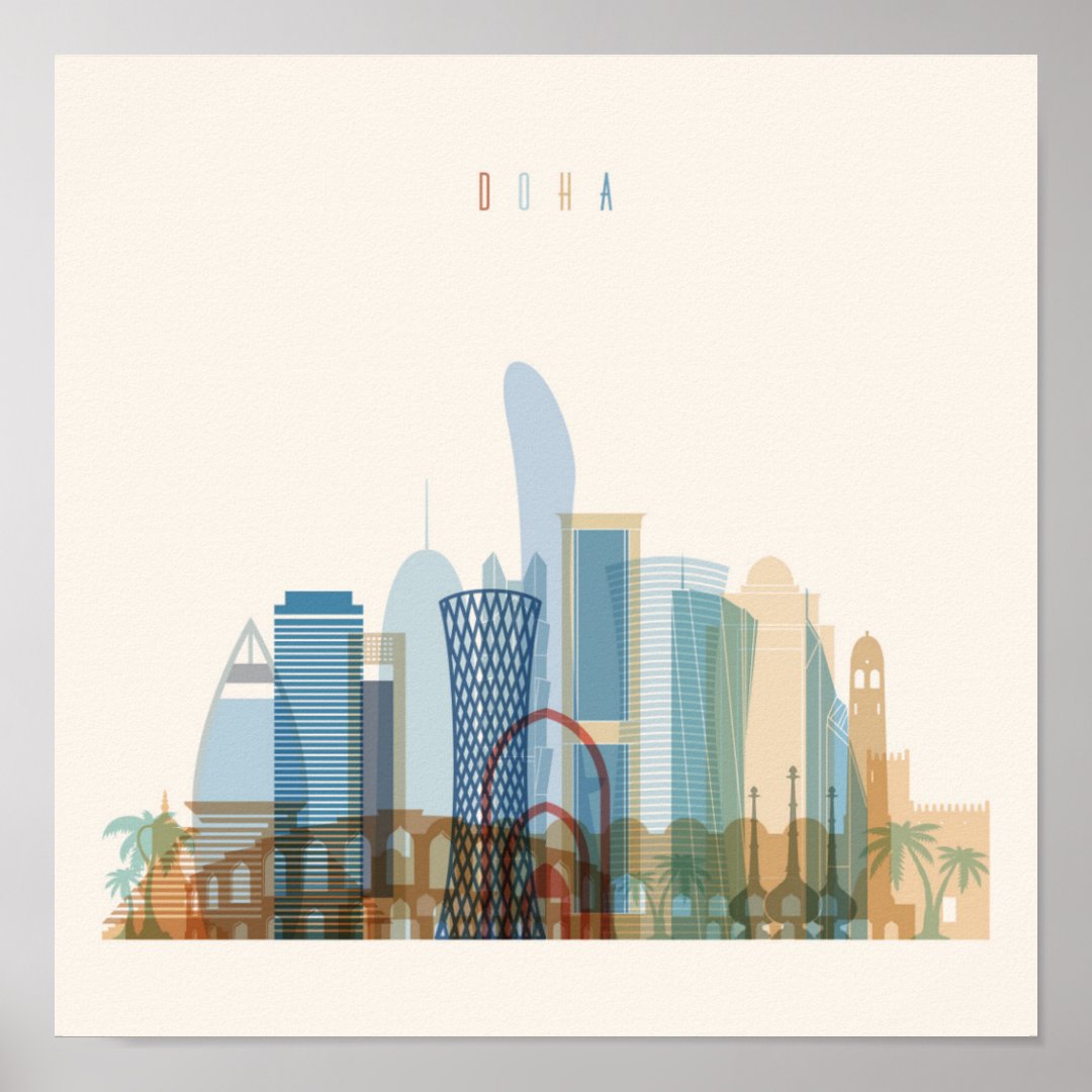 Doha, Qatar | City Skyline Poster | Zazzle