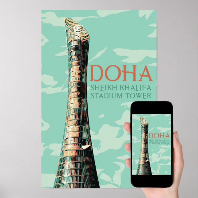 Doha Sheikh Khalifa Stadium illustration Qatar Poster | Zazzle