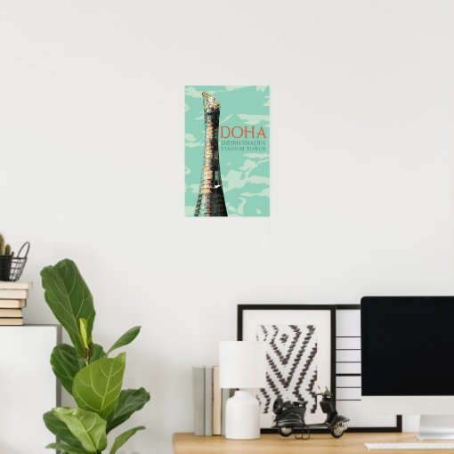 Doha Sheikh Khalifa Stadium illustration Qatar Poster | Zazzle