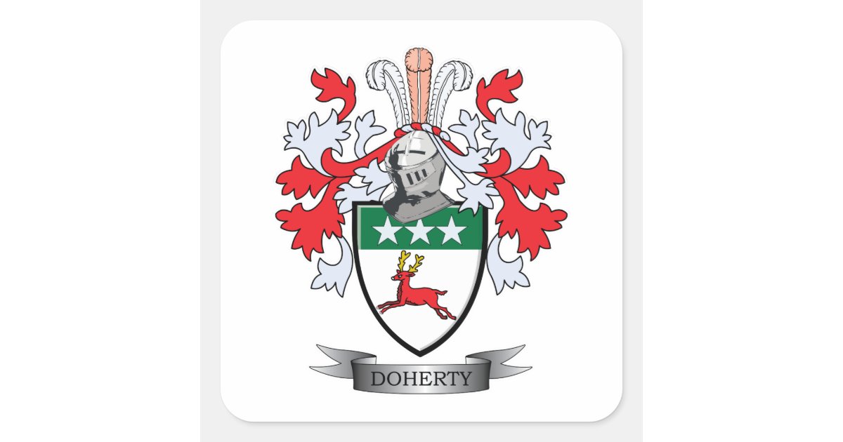 Doherty Coat of Arms Square Sticker | Zazzle
