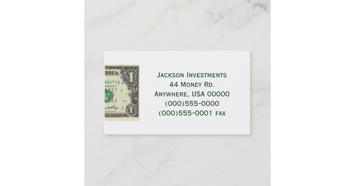 "Dollar Bill" Business Card | Zazzle