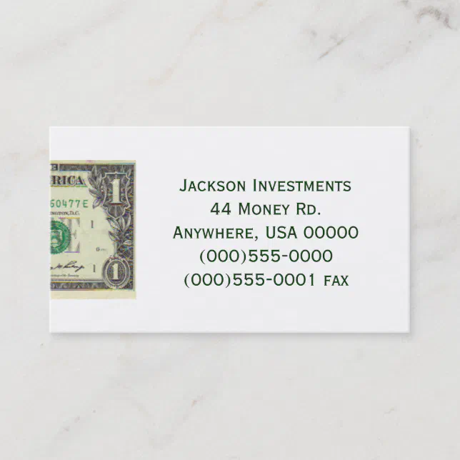"Dollar Bill" Business Card | Zazzle