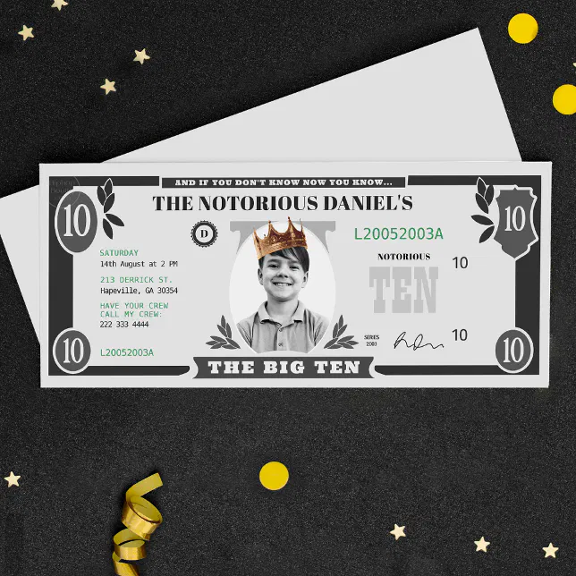 Dollar Bill, Notorious Hip Hop Rap, Fake Money Invitation | Zazzle