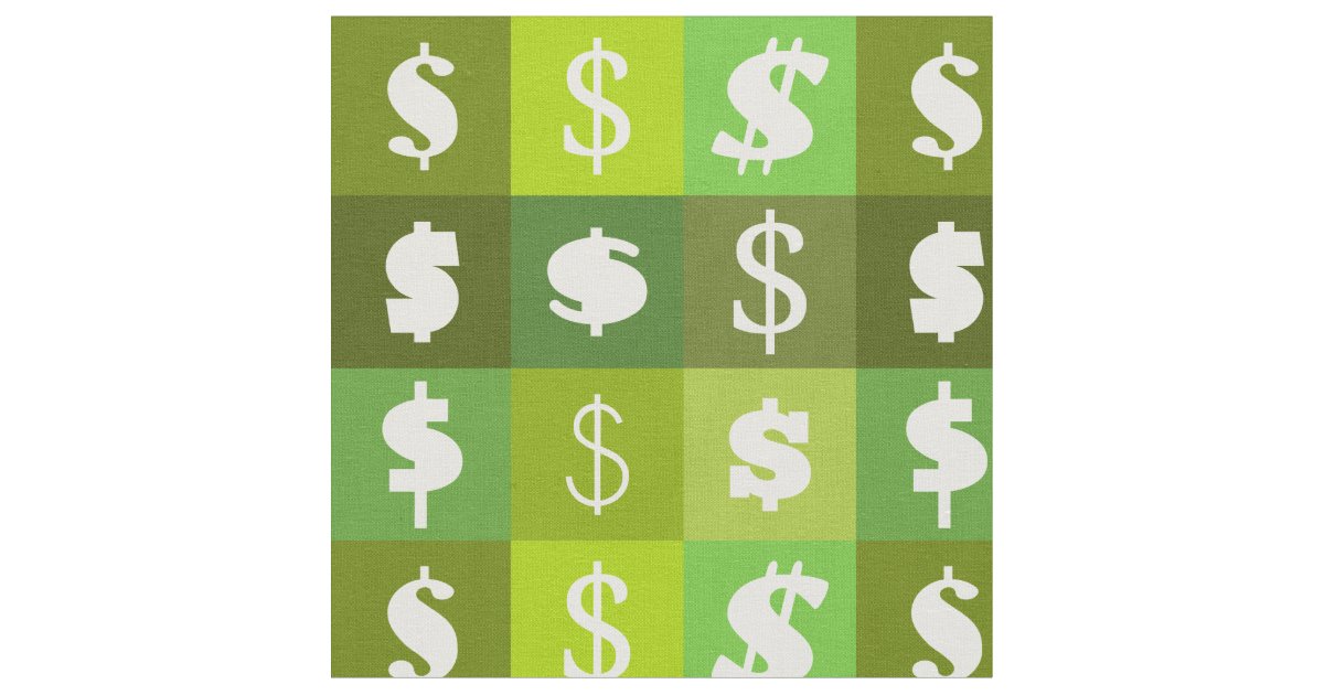 Dollar money sign pattern fabric | Zazzle