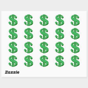 $ dollar-sign classic round sticker | Zazzle