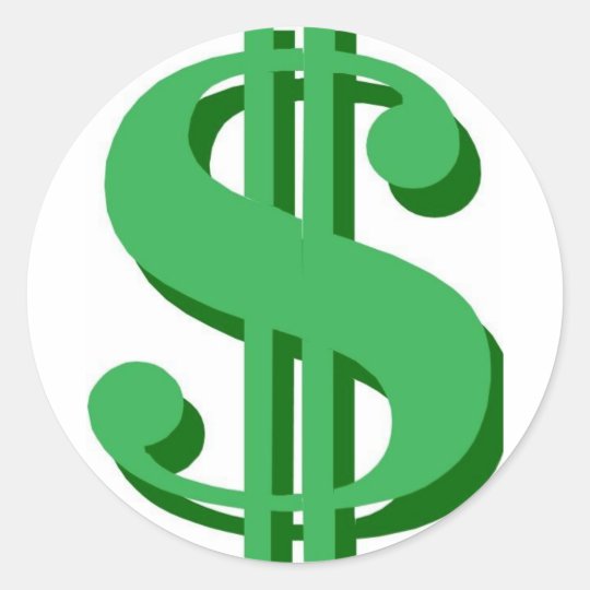 $ dollar-sign classic round sticker | Zazzle.com