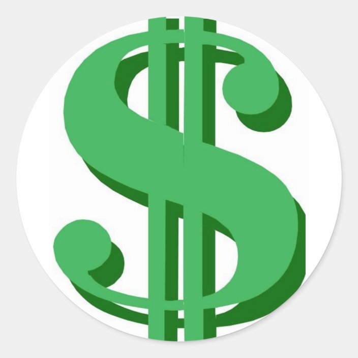 $ dollar-sign classic round sticker | Zazzle.com