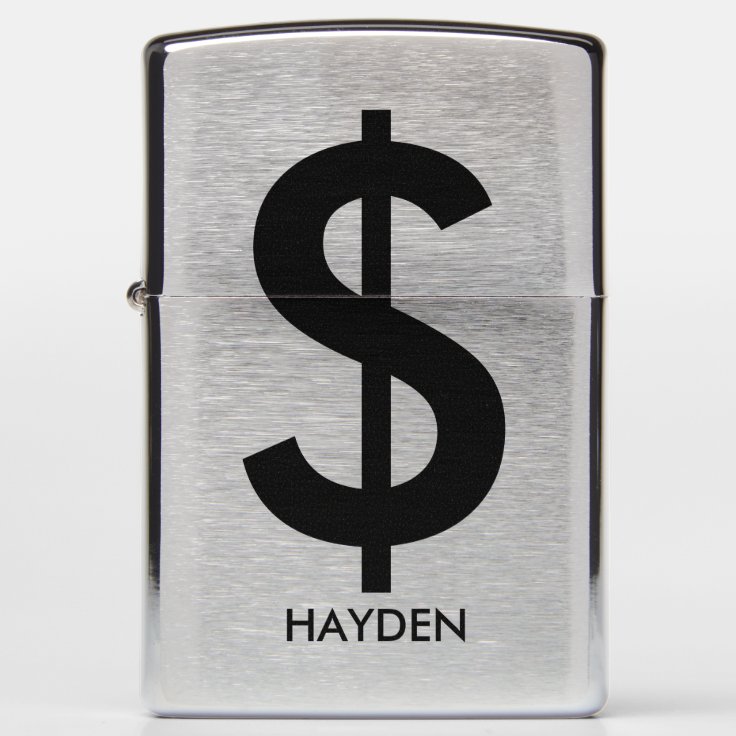 Dollar Sign Personalized Custom Zippo Lighter | Zazzle