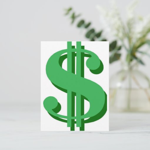 $ dollar-sign postcard | Zazzle