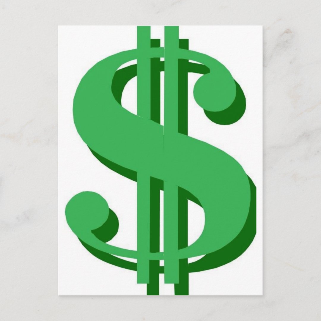 $ dollar-sign postcard | Zazzle