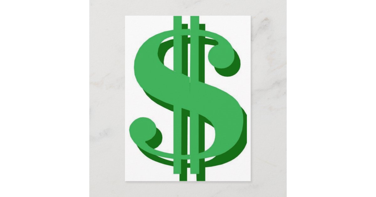 $ dollar-sign postcard | Zazzle