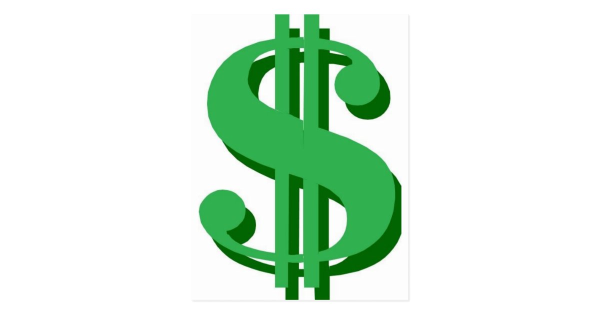 $ dollar-sign postcard | Zazzle.com