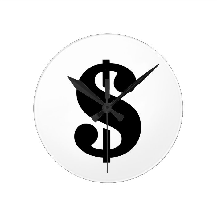 Dollar Sign | Simple Stencil Alphabet Round Clock | Zazzle.com