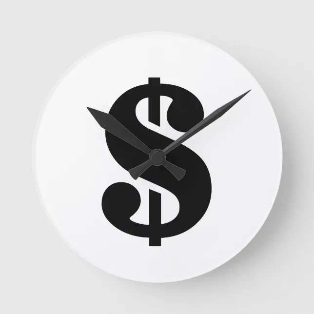 Dollar Sign | Simple Stencil Alphabet Round Clock | Zazzle