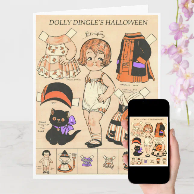 Dolly Dangle's Halloween驪 Reproduction Paper Doll Card | Zazzle