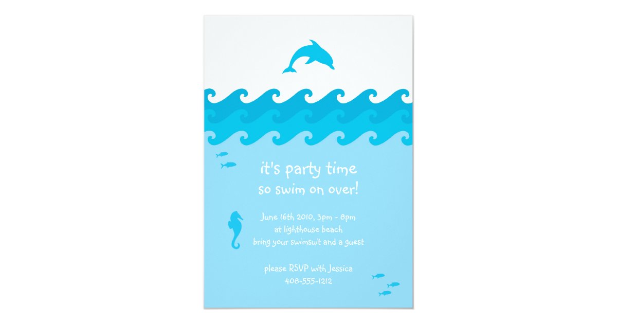 Dolphin and Ocean Waves Invitation Card | Zazzle.com