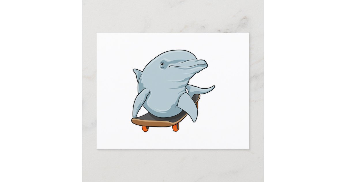 Dolphin as Skater with Skateboard Postcard | Zazzle