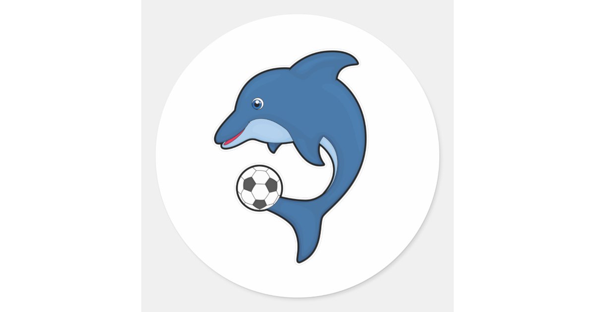 Dolphin as Soccer player with Soccer ball Classic Round Sticker | Zazzle