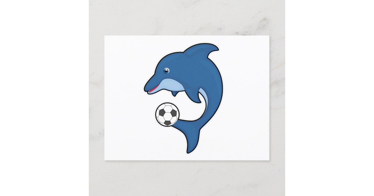 Dolphin as Soccer player with Soccer ball Postcard | Zazzle