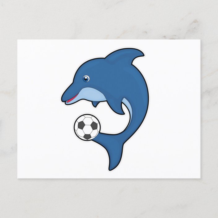 Dolphin as Soccer player with Soccer ball Postcard | Zazzle.com