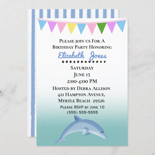 Dolphin Birthday Invitation | Zazzle