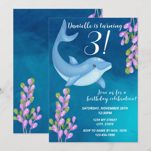 Dolphin Birthday Invitation | Zazzle
