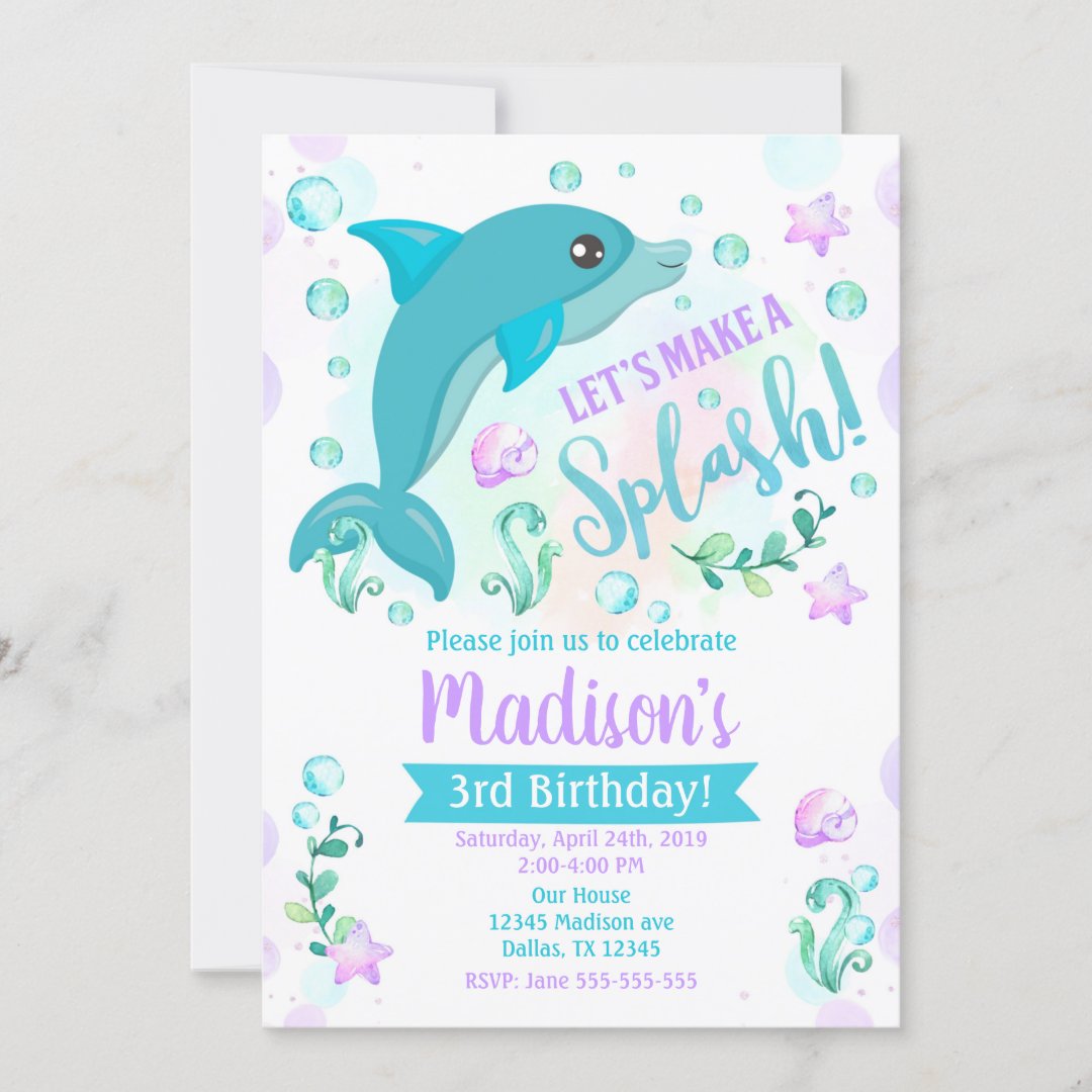 Dolphin Birthday Invitation / Swimming Pool Party | Zazzle