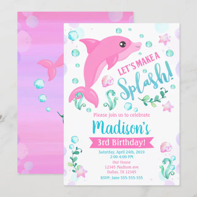 Dolphin Birthday Invitation / Swimming Pool Party | Zazzle