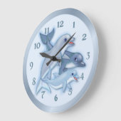 Dolphin Family Swimming Large Clock | Zazzle