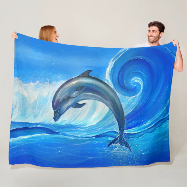 Dolphin Fleece Blanket - Custom Blankets Dolphins | Zazzle